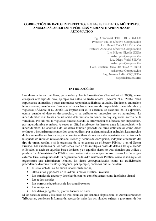 (PDF) Corrección de datos imperfectos en bases de datos múltiples ...