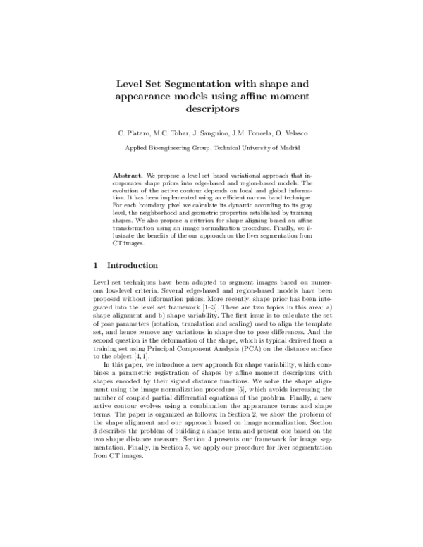 Pdf Level Set Segmentation With Shape And Appearance Models Using