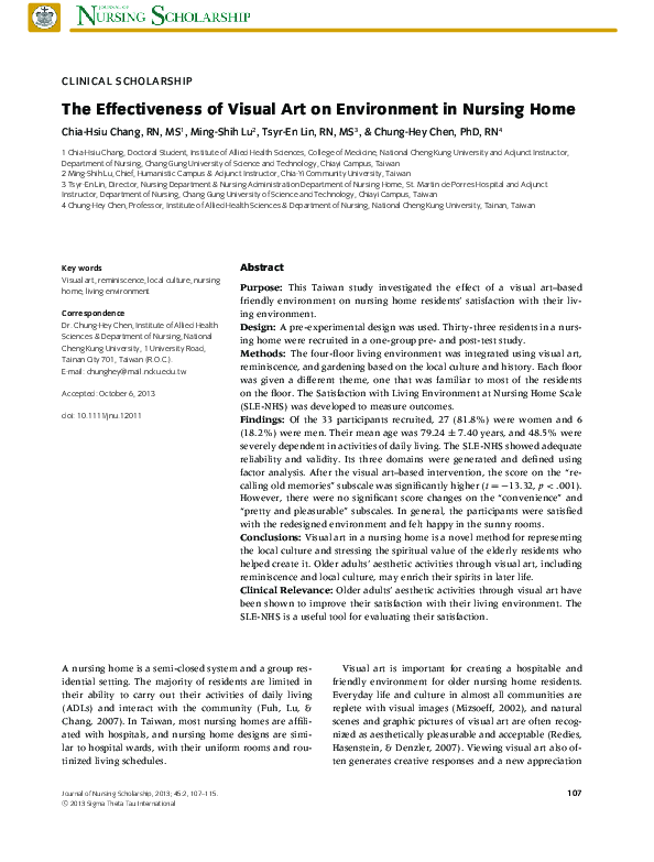 (PDF) The Effectiveness of Visual Art on Environment in Nursing Home