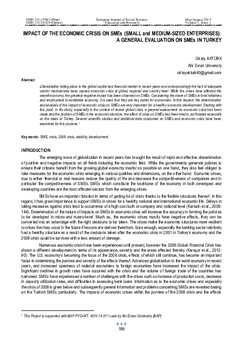 (PDF) IMPACT of the ECONOMIC CRISIS on Smes (SMALL and MEDIUM-SIZED ENTERPRISES): a GENERAL ...