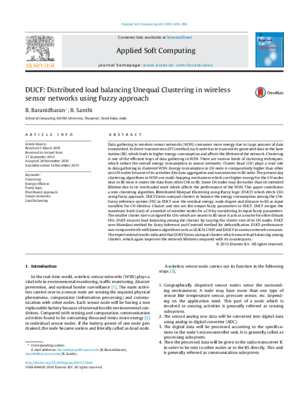 Pdf Ducf Distributed Load Balancing Unequal Clustering In Wireless