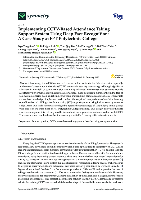 (PDF) Implementing CCTV-Based Attendance Taking Support System Using Deep Face Recognition: A ...