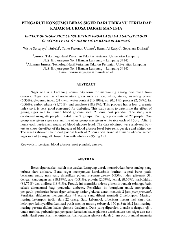 (PDF) Pengaruh Konsumsi Beras Siger Dari Ubikayu Terhadap Kadar Glukosa ...