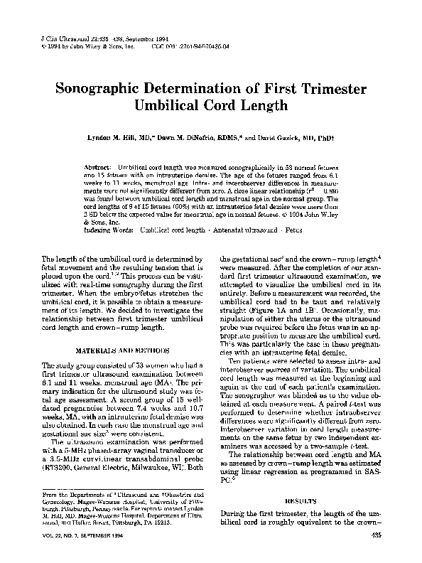 (PDF) Sonographic determination of first trimester twin chorionicity ...