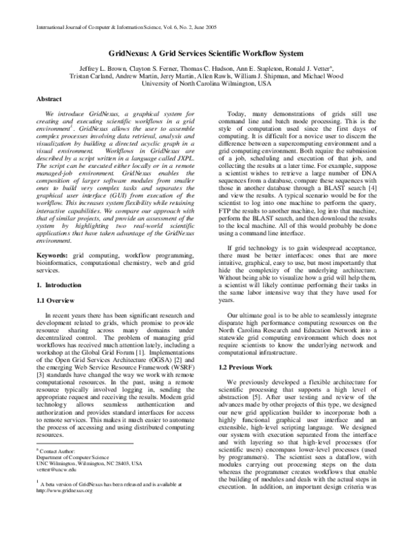 (PDF) GridNexus: A Grid Services Scientific Workflow System