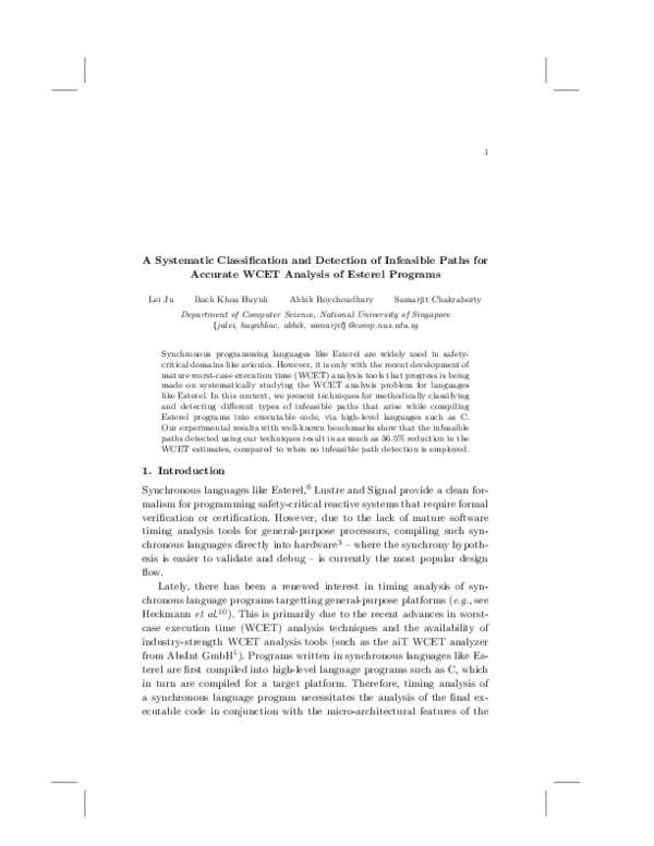 (PDF) A Systematic Classification and Detection of Infeasible Paths for Accurate WCET Analysis ...