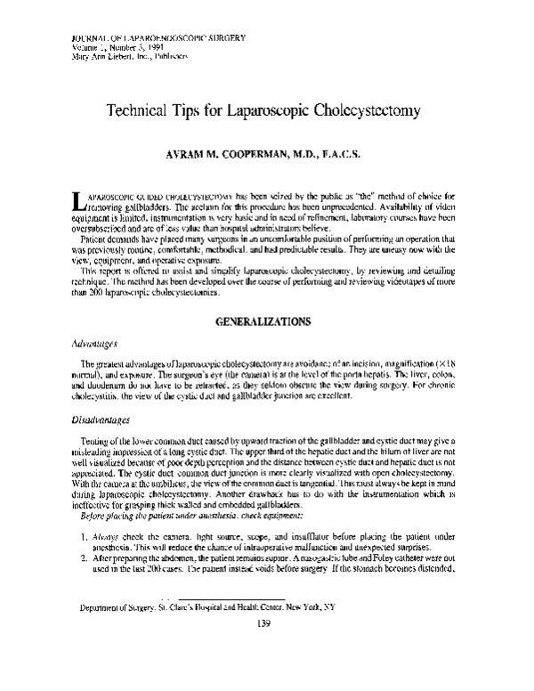 (PDF) Laparoscopic Cholecystectomy Techniques