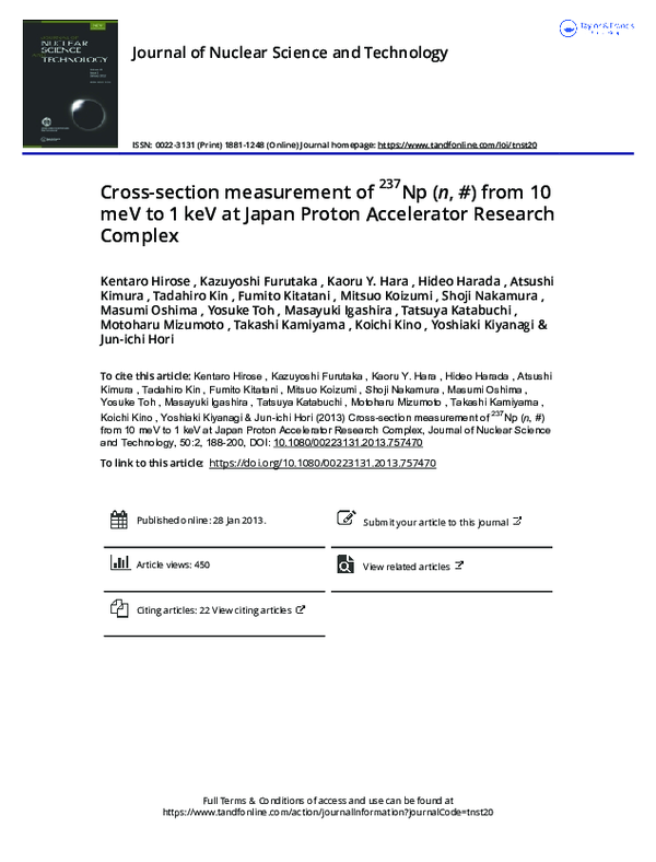 (PDF) Cross-section measurement of237Np (n,𝛄) from 10 meV to 1 keV at ...