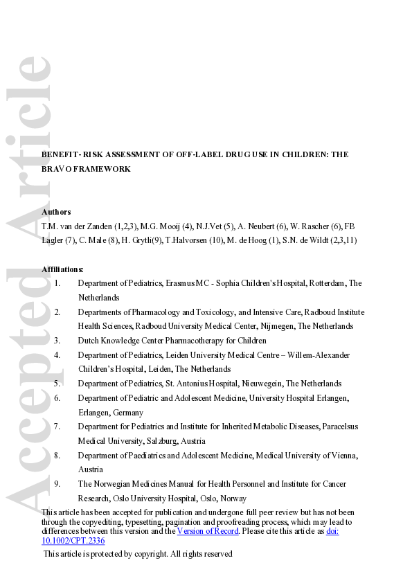 PDF Benefit Risk Assessment Of Off Label Drug Use In Children The PDF Benefit Risk Assessment Of Off Label Drug Use In Children The
