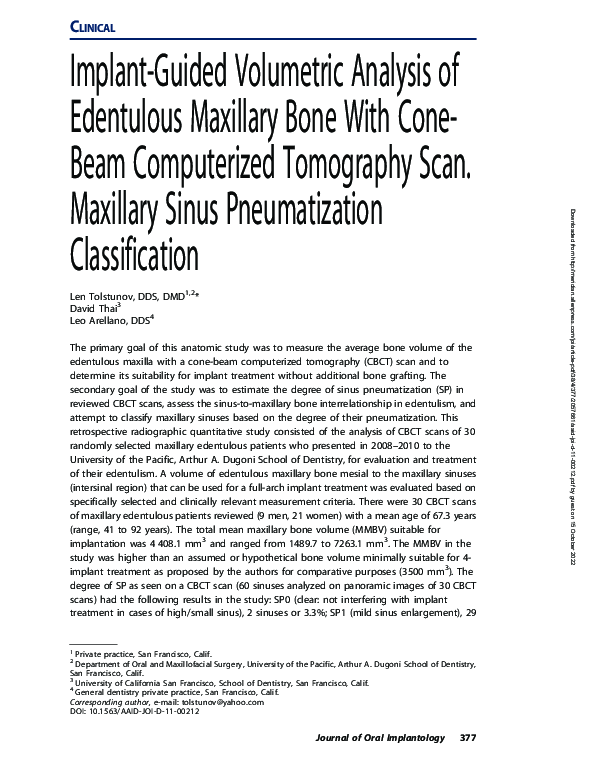 (PDF) Implant-Guided Volumetric Analysis of Edentulous Maxillary Bone ...