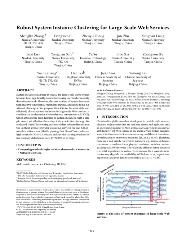 Pdf Robust System Instance Clustering For Large Scale Web Services