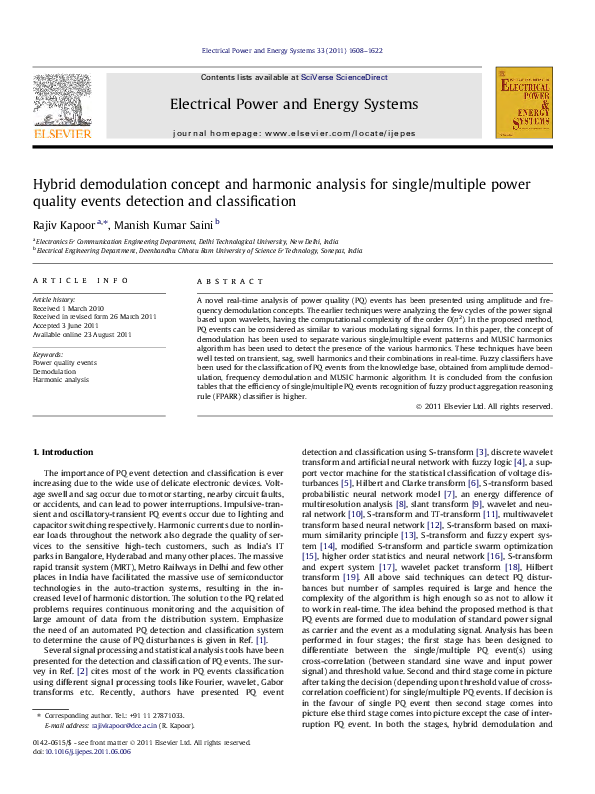 (PDF) Hybrid demodulation concept and harmonic analysis for single/multiple power quality events ...