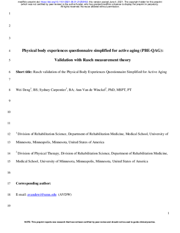 (PDF) Physical body experiences questionnaire simplified for active ...