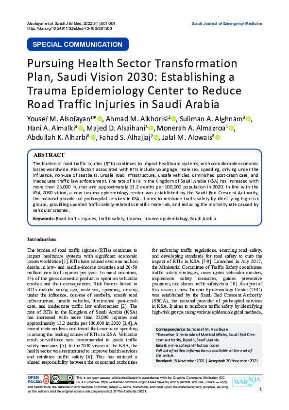(PDF) Pursuing Health Sector Transformation Plan, Saudi Vision 2030 ...