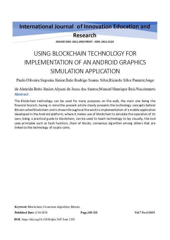 (PDF) Using Blockchain Technology for Implementation of an Android Graphics Simulation ...