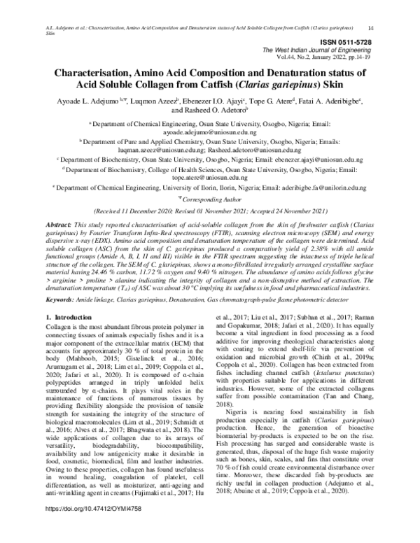 (PDF) Characterisation, Amino Acid Composition and Denaturation status ...