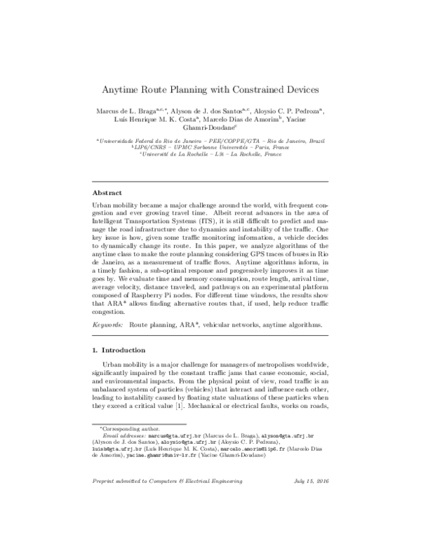 Pdf Anytime Route Planning With Constrained Devices 
