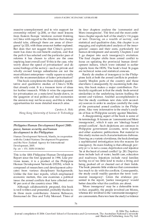 (PDF) Philippine Human Development Report 2005: peace, human security ...