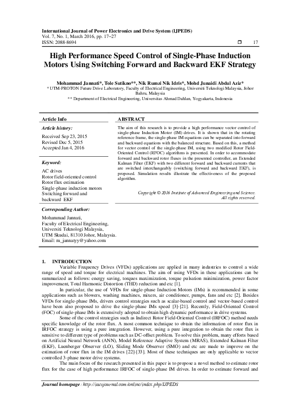 Pdf High Performance Speed Control Of Single Phase Induction Motors Using Switching Forward