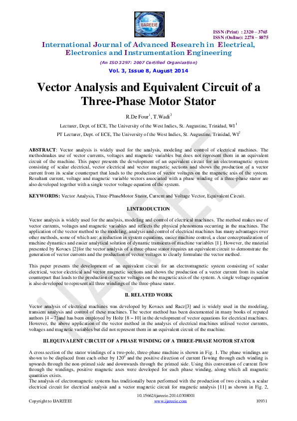 Pdf Vector Control Of Three Phase Induction Motor With Two Stator Phases Open Circuit