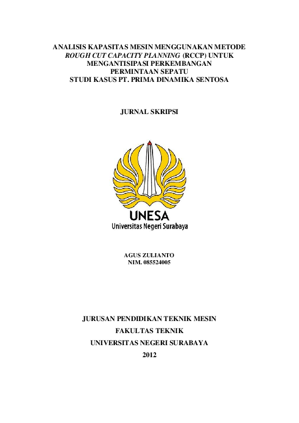 (PDF) Analisis Kapasitas Mesin Menggunakan Metode Rough Cut Capacity ...