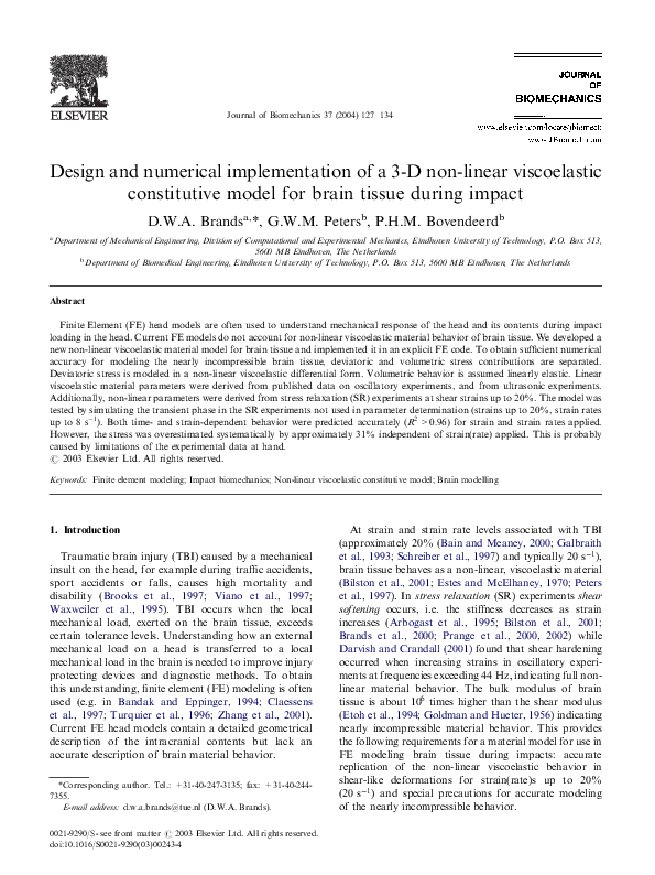 (PDF) Design and numerical implementation of a 3-D non-linear viscoelastic constitutive model ...