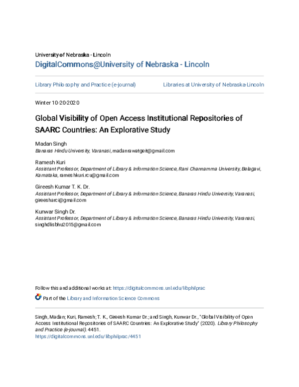(PDF) Global Visibility of Open Access Institutional Repositories of ...