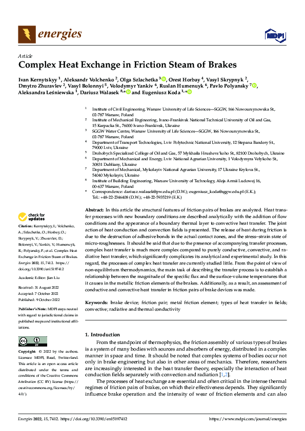(PDF) Complex Heat Exchange in Friction Steam of Brakes