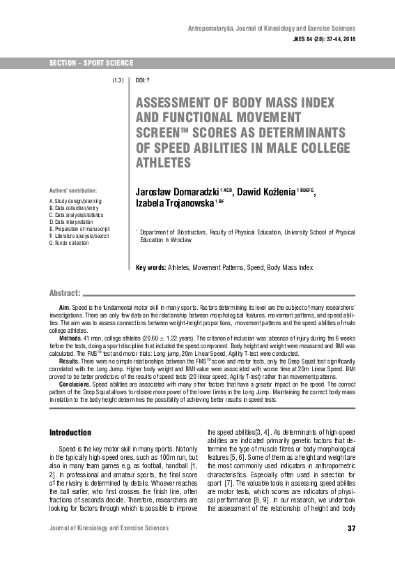 (PDF) Assessment of Body Mass Index and fundamental movement patterns ...