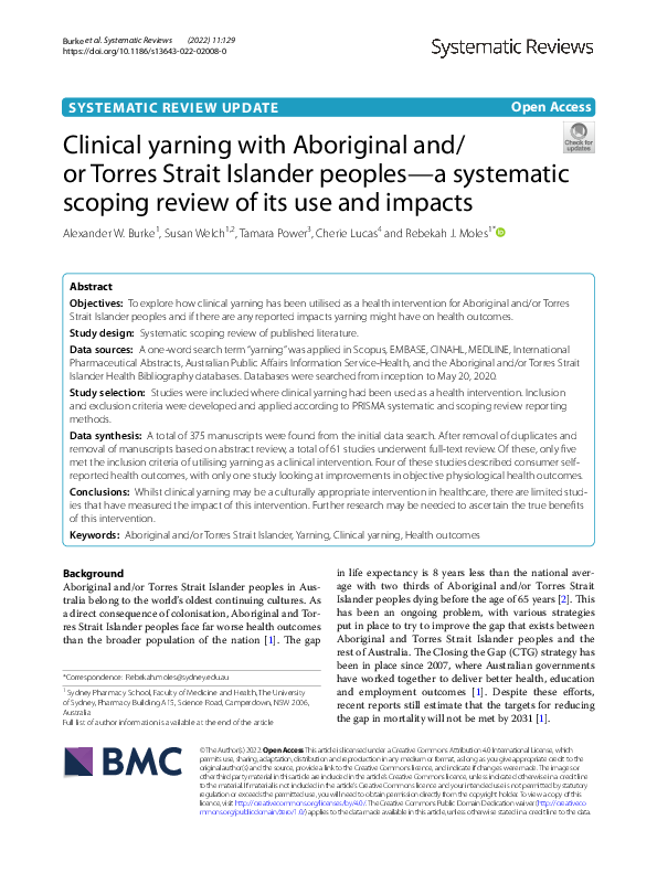 (PDF) Clinical yarning with Aboriginal and/or Torres Strait Islander ...