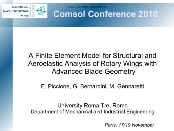 (PDF) A Finite Element Model for Structural and Aeroelastic Analysis of Rotary Wings with ...