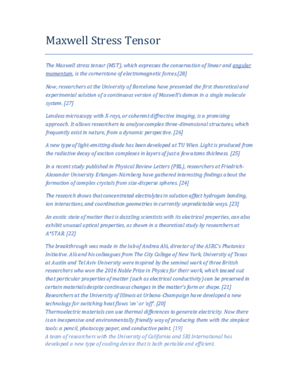 (PDF) Maxwell Stress Tensor