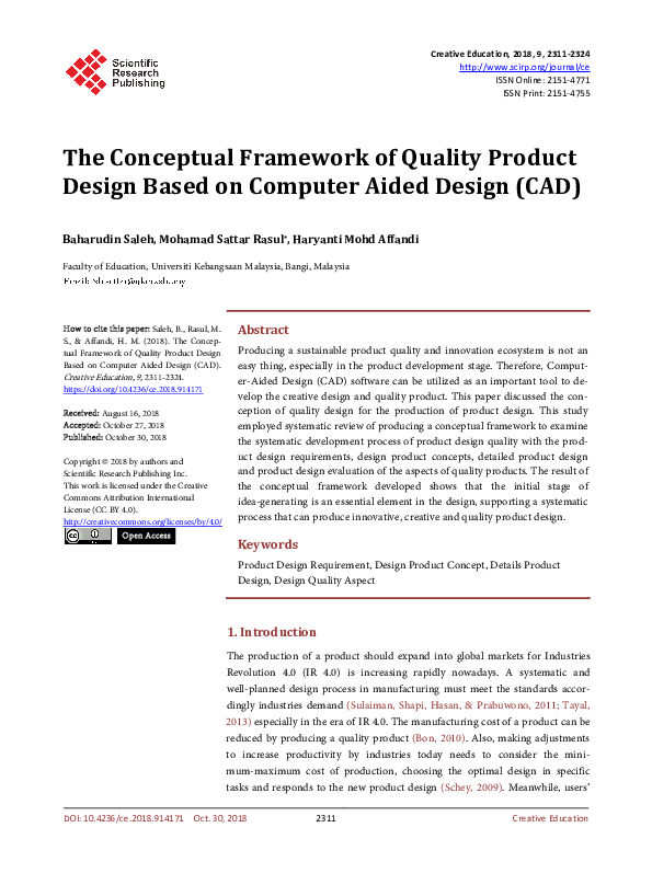 (PDF) The Conceptual Framework of Quality Product Design Based on ...