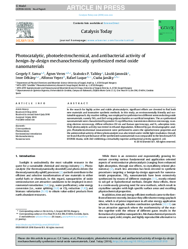 (PDF) Photocatalytic, photoelectrochemical, and antibacterial activity ...