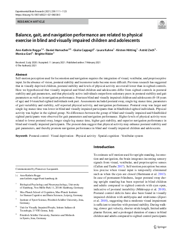 (PDF) Balance, gait, and navigation performance are related to physical ...