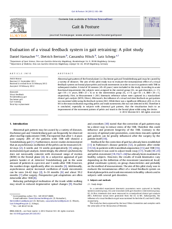 (PDF) Evaluation of a visual feedback system in gait retraining: A pilot study