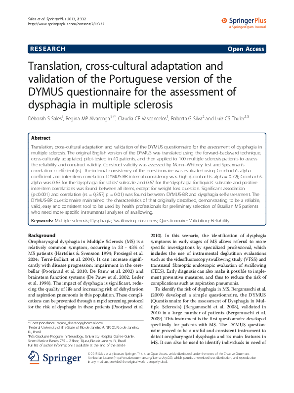 (PDF) Translation, cross-cultural adaptation and validation of the ...