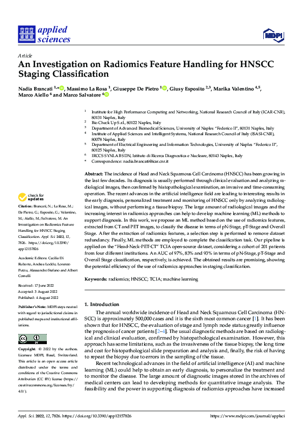 (PDF) An Investigation on Radiomics Feature Handling for HNSCC Staging ...