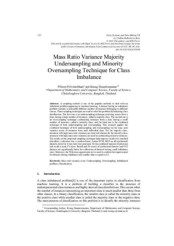 (PDF) Mass Ratio Variance Majority Undersampling and Minority Oversampling Technique for Class ...