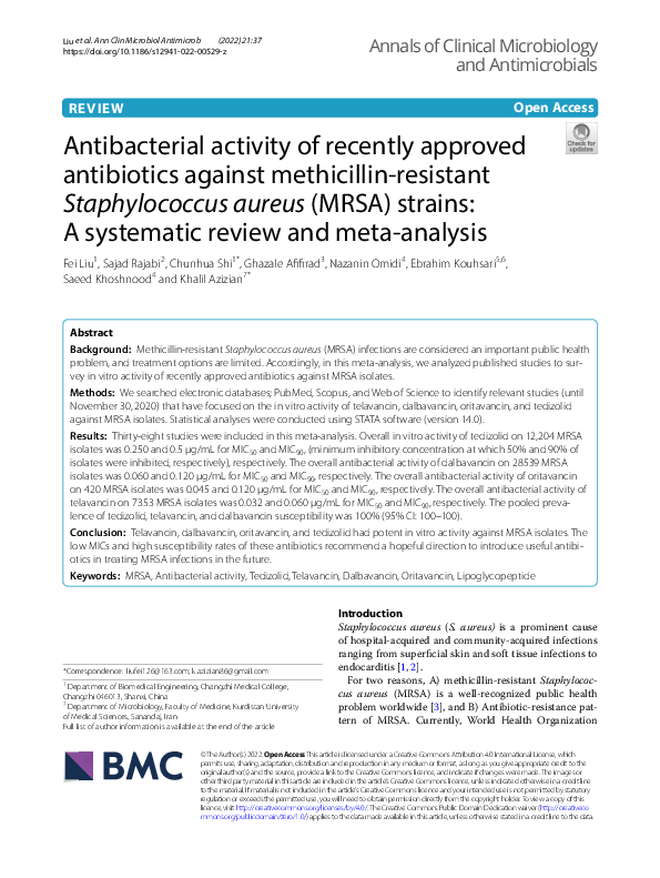 (PDF) Antibacterial activity of recently approved antibiotics against methicillin-resistant ...