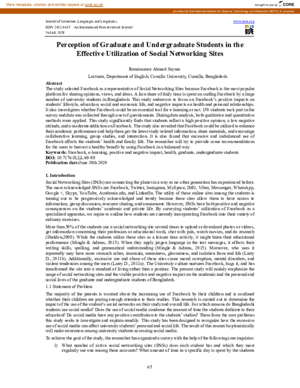 (PDF) Perception of Graduate and Undergraduate Students in the ...