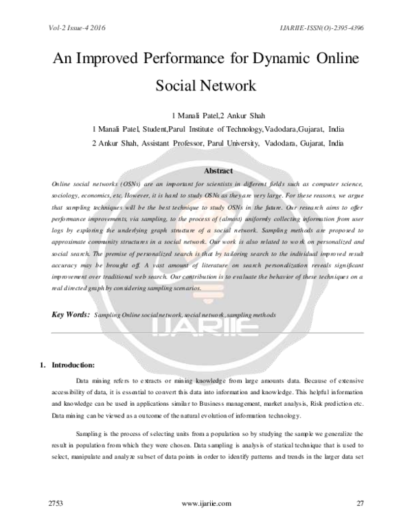 (PDF) An Improved Performance for Dynamic Online Social Network