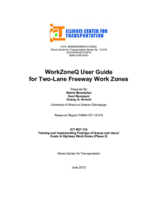 (PDF) WorkZoneQ User Guide for Two-Lane Freeway Work Zones