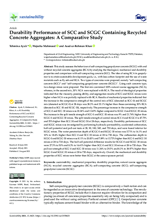 (PDF) Durability Performance of SCC and SCGC Containing Recycled ...
