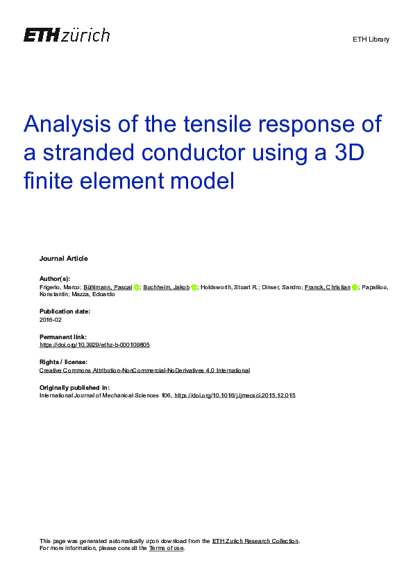 (PDF) Analysis of the tensile response of a stranded conductor using a 3D finite element model