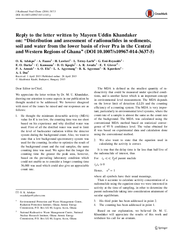 (PDF) Reply to the letter written by Mayeen Uddin Khandaker on ...