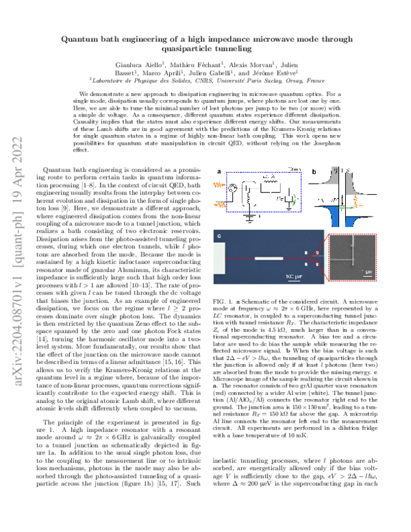 (PDF) Quantum bath engineering of a high impedance microwave mode through quasiparticle tunneling