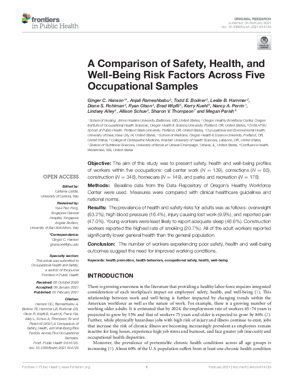 (PDF) A Comparison of Safety, Health, and Well-Being Risk Factors ...