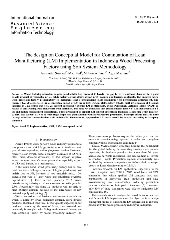 (PDF) Design on Conceptual Model for Continuation of Lean Manufacturing Implementation in Wood ...