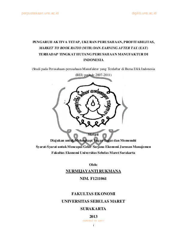 (PDF) PENGARUH AKTIVA TETAP, UKURAN PERUSAHAAN, PROFITABILITAS, MARKET ...